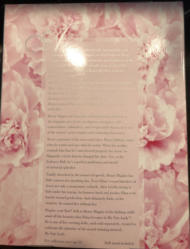 Barbie Collector Edition Ken Doll As Henry Higgins In My Fair Lady ...