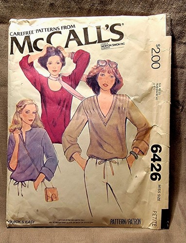 McCall's Cut Pattern #6428 Vintage Women's Tops Carefree Patterns Size ...