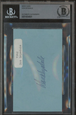 Don Drysdale Signed Autographed Dodgers HOFer Index Card Beckett BAS ...