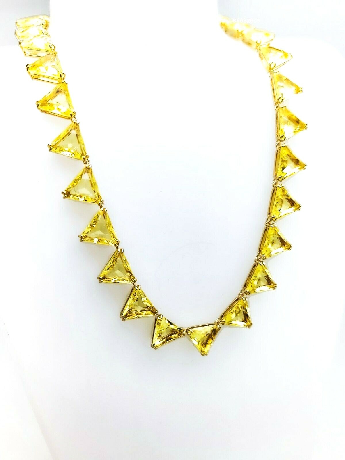 New 100% Authentic SWAROVSKI Yellow Gold Triangle Cut Crystal Necklace ...