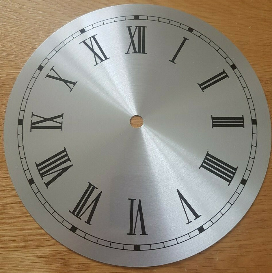 NEW - 8 Inch Clock Dial Face - Silver Finish - 203mm Roman Numerals ...
