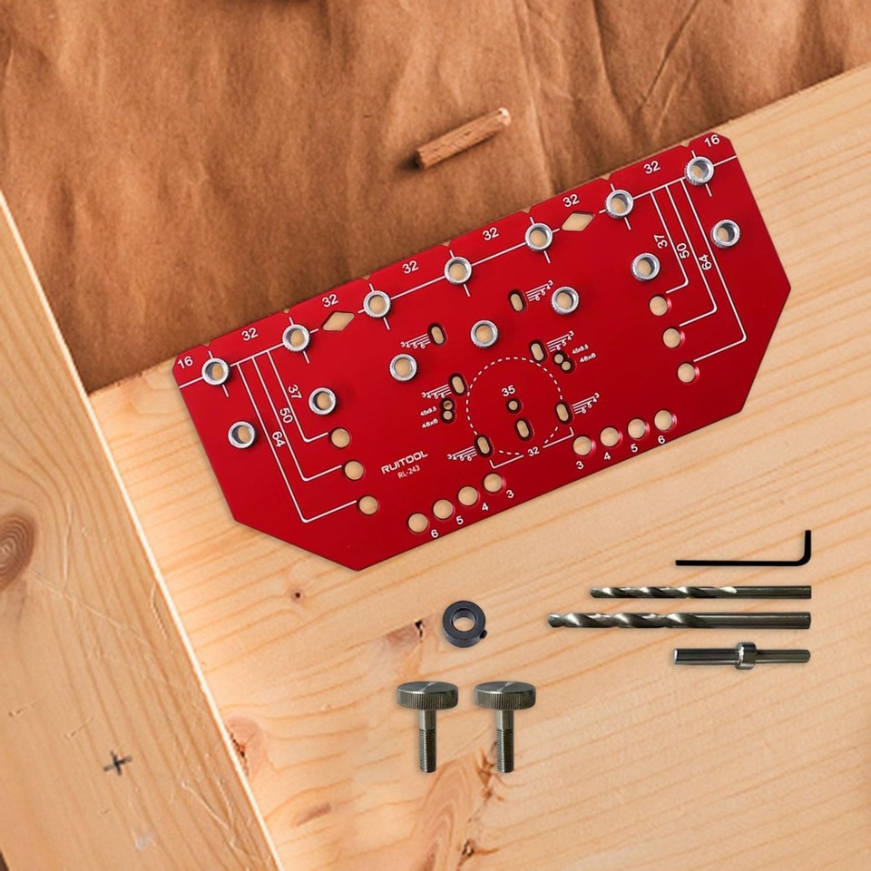 Shelf Pin Jig and Hinge Jig 2-in-1 Metal Drillings Jig Red | eBay UK