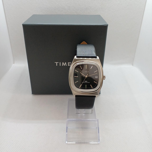 TIMEX 1983 E-Line Reissue Automatic Date Stainless Steel Leather | eBay