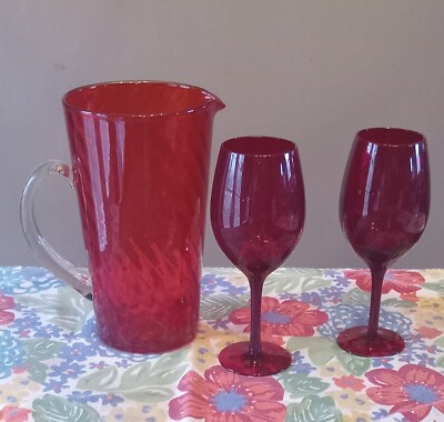 Sangria Pitcher and Stemmed Glass Set, Red, Pottery Barn 🍷 | eBay