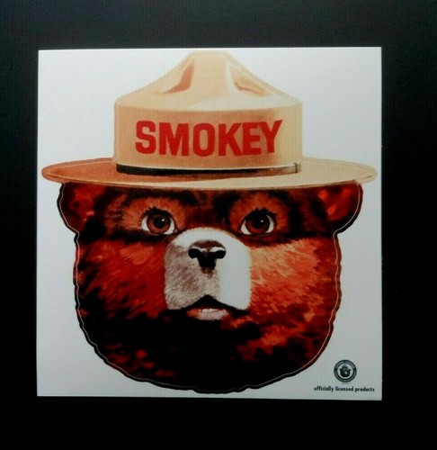 NEW SMOKEY BEAR STICKER "SMOKEY'S FACE" new & unused vinyl 5 7/8" X 5 7 ...