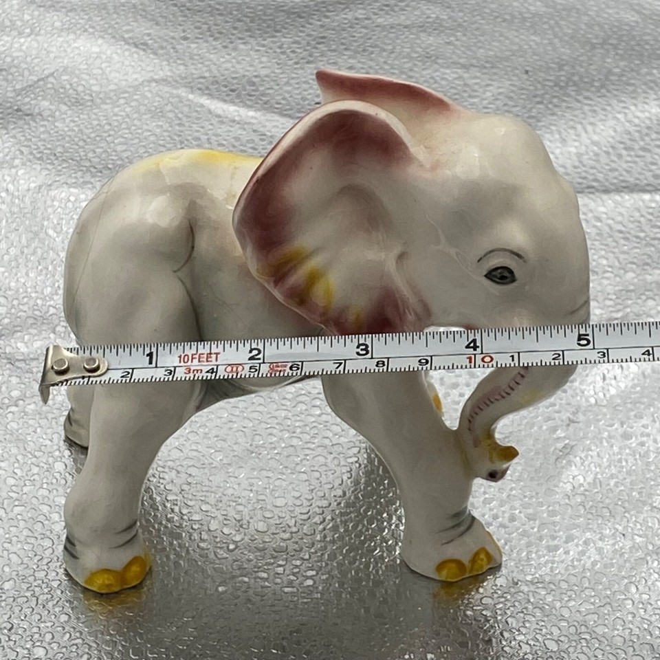 Vintage Hand Painted Porcelain Elephant Figurine 5” Tall Crazing ...