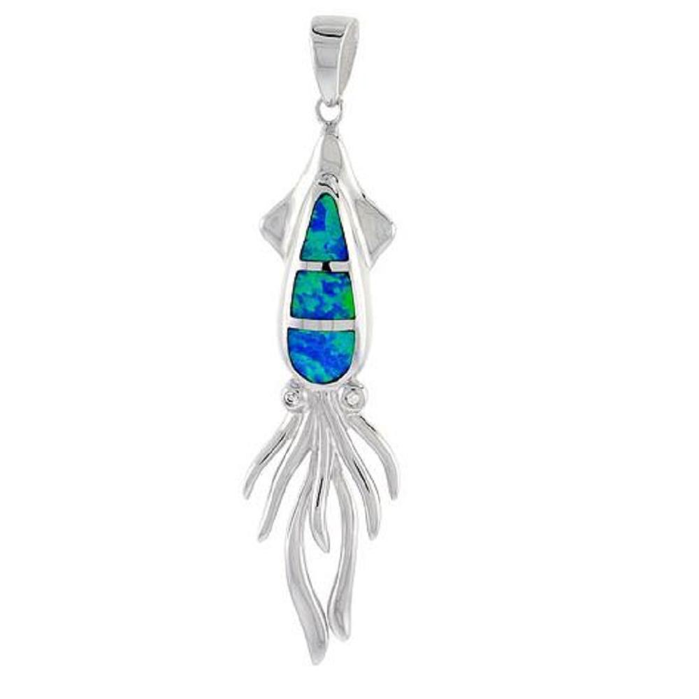 Sterling Silver Squid Pendant w/ Opal & CZ Stones | eBay