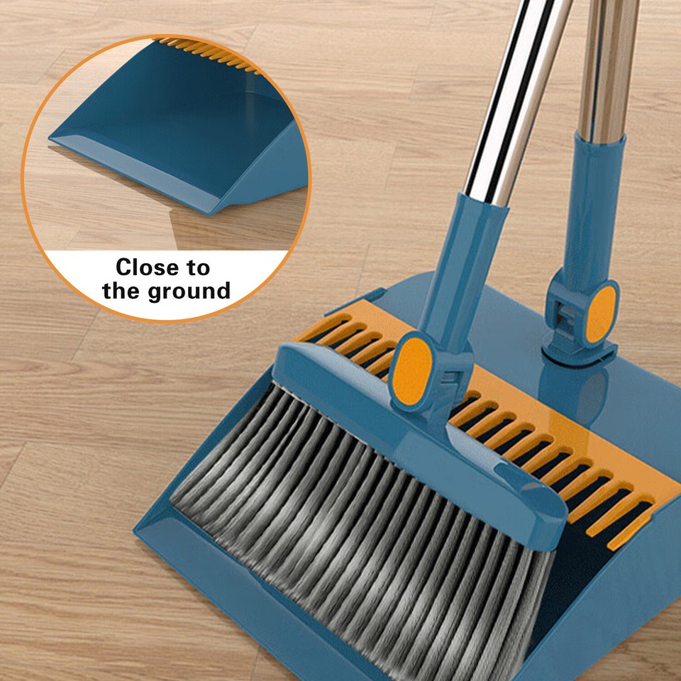 Long Handled Dustpan and Brush Set Strong Metal Handle Dust Pan & Broom ...