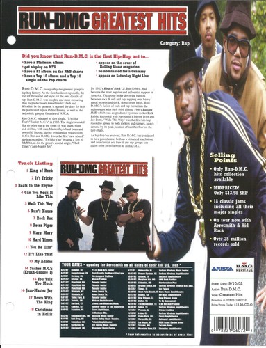 RUN DMC Rare PROMO 2002 TRADE AD Poster for Greatest CD w/ AEROSMITH ...