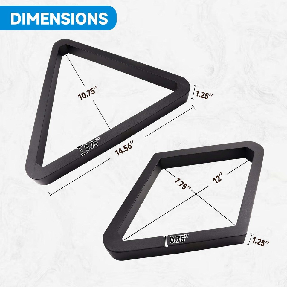 Heavy Duty Wood Billiard Pool Table 8-Ball Triangle/9-Ball Diamond Ball ...