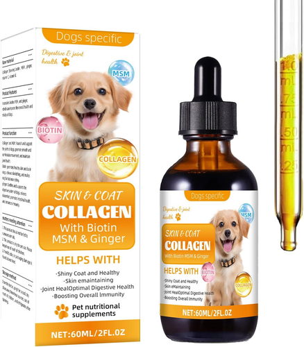 Liquid Collagen for Dogs, Dog Collagen Drops with Biotin, MSM, Ginger ...