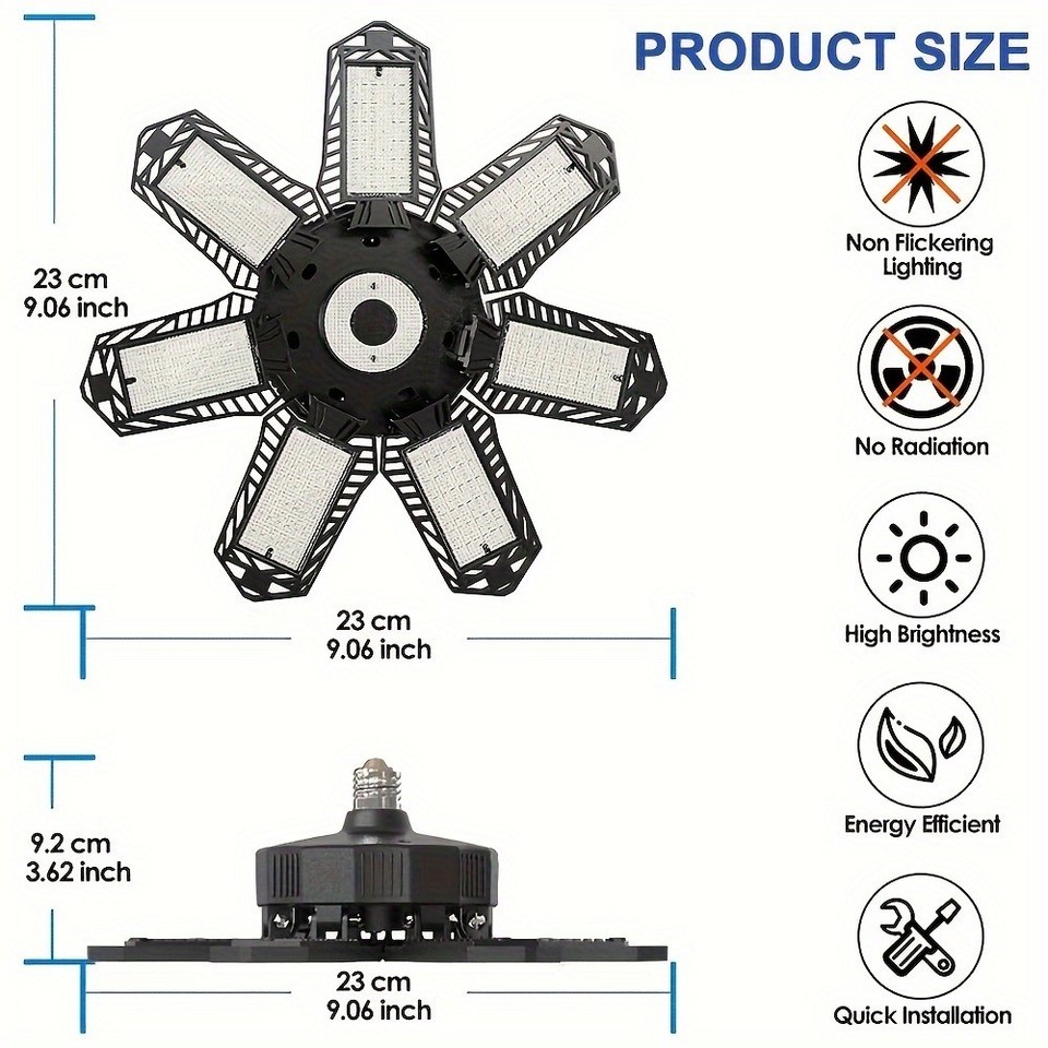 2Pack LED Garage Light 9900000LM Deformable Bright Work Shop Ceiling ...