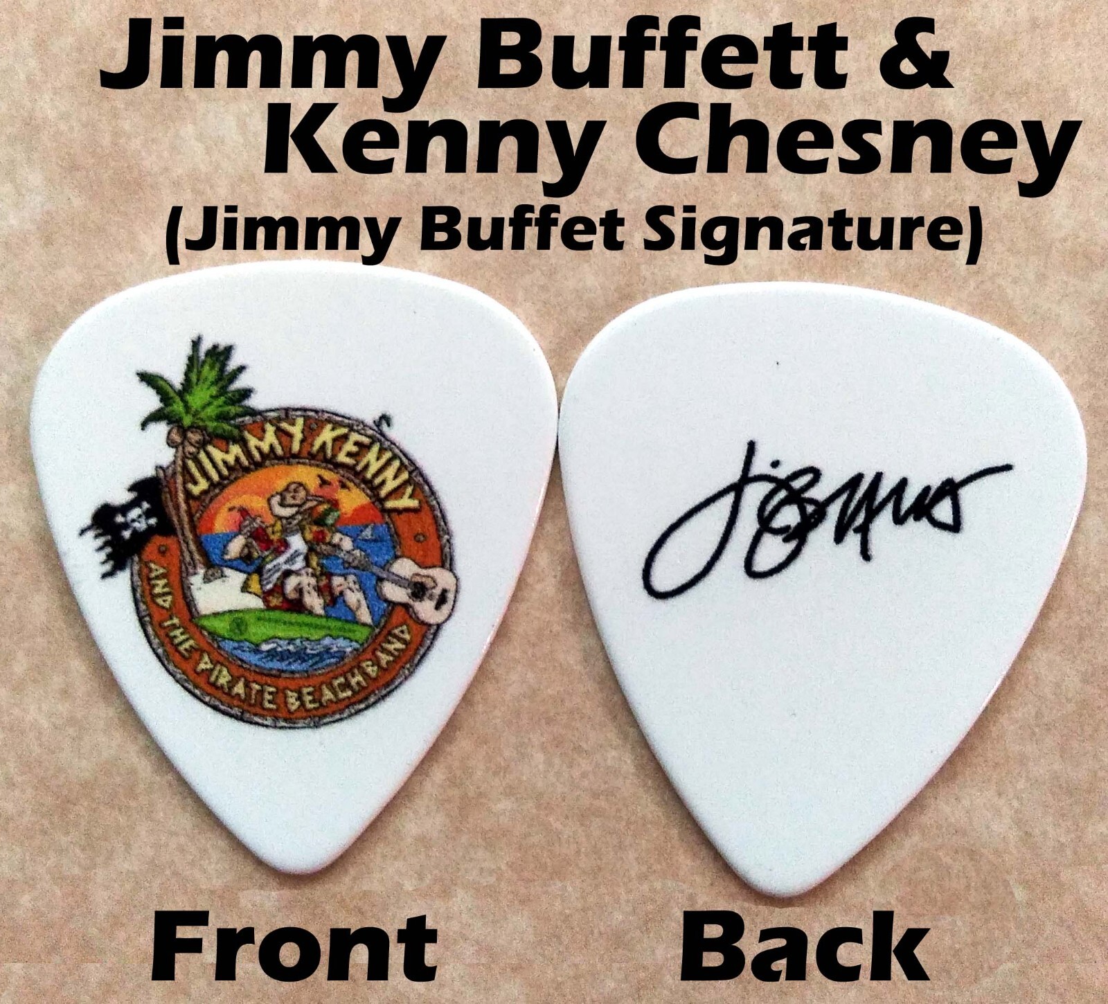1 Jimmy Buffett Kenny Chesney novelty Buffett signature guitar pick (WG ...