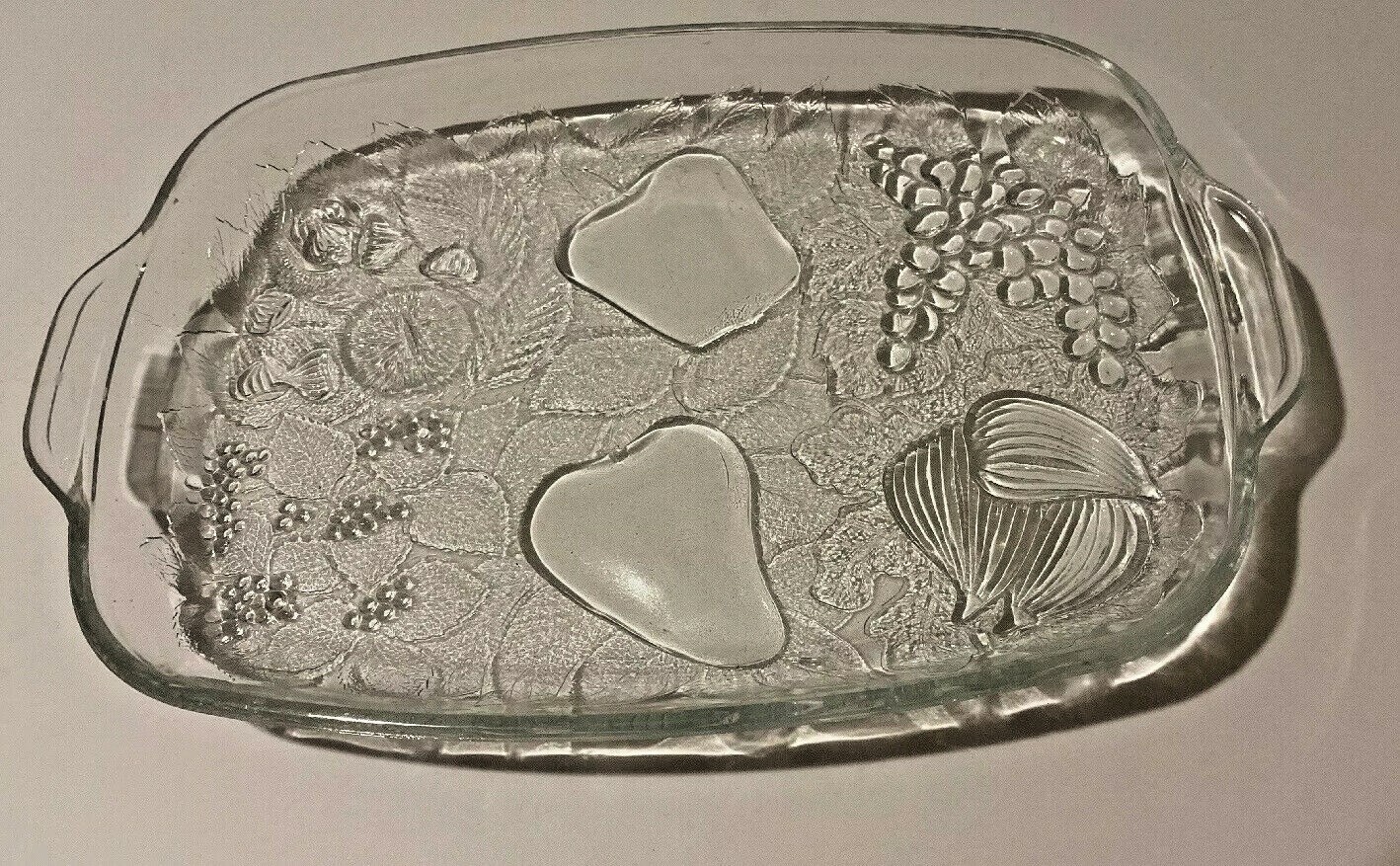 Clear Glass Serving Platter with Vegetables Design Rectangular Size 13 ...