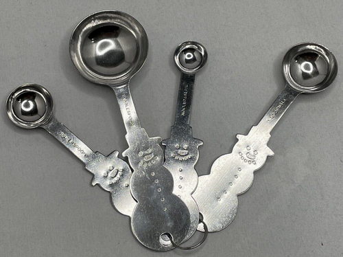 Metal Snowmen Measuring Spoons 4 In Set EUC! | eBay