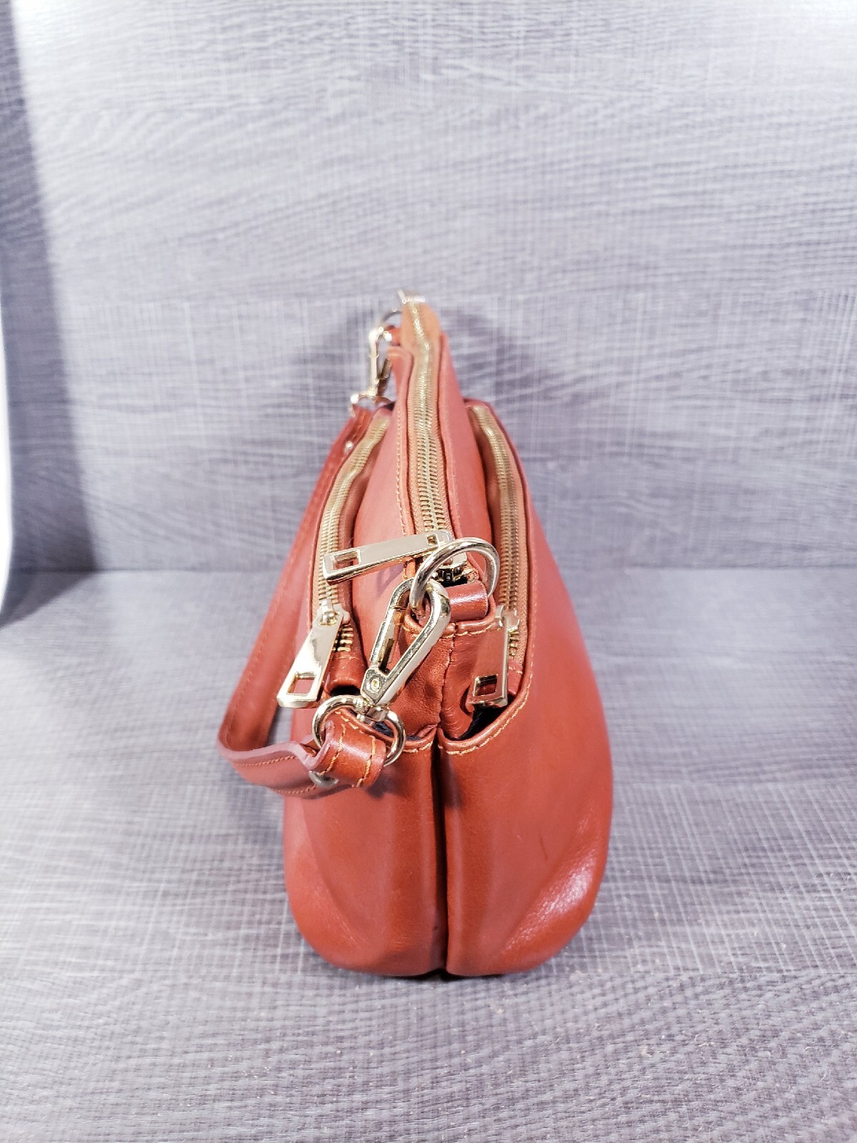 DIVINA FIRENZE Leather Bag - COGNAC Gold Hardware - Made In Italy | eBay