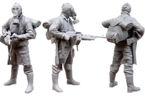 1/35 Resin Figure Model Kit Post Apocalypse Biochemical Survivor Gunner ...