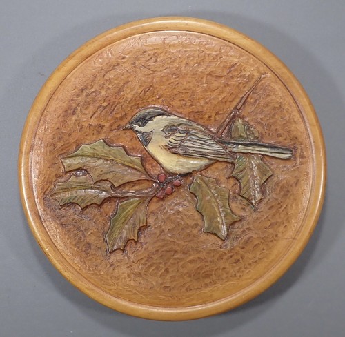 Great Hand Carved Wood Plate With Bird And Holly Artist Signed 1995 | eBay