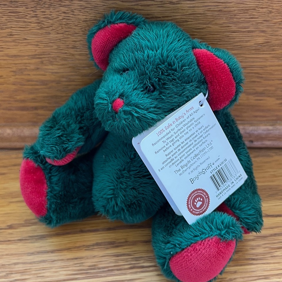 Boyds Bears 4 Inch Baby Boyds Christmas Plush "Jingle" Rattle Green Red ...