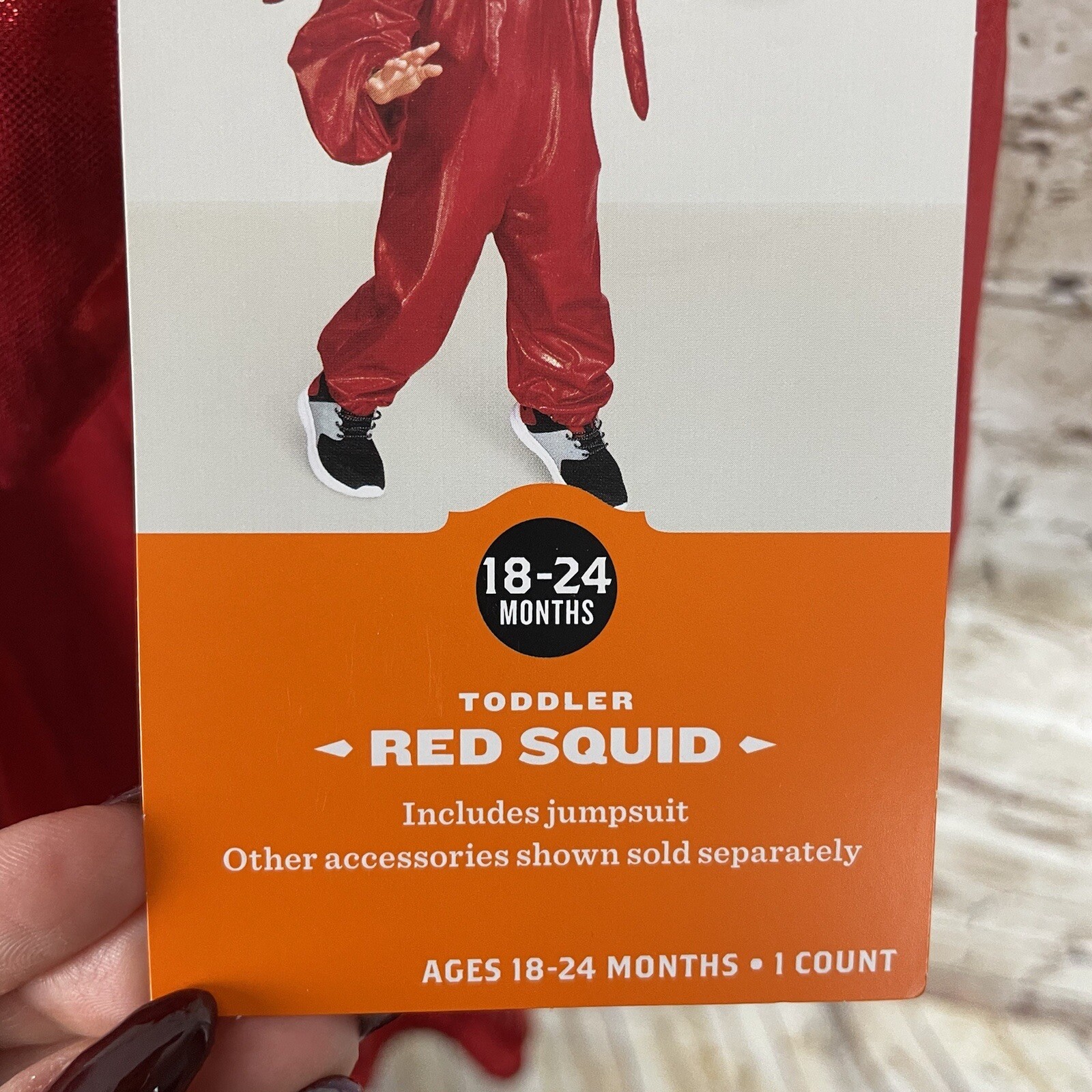 Toddler Squid Halloween Costume Plush Red Jumpsuit 18-24m Hyde & Eek ...