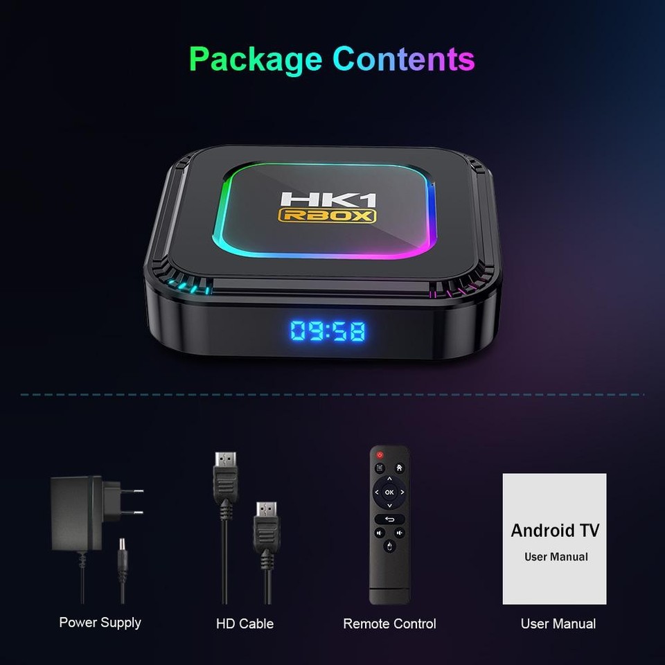 RBOX HK1 Android 13 TV Box 16/32/64GB Quad Core HD 8K Dual WIFI Media ...