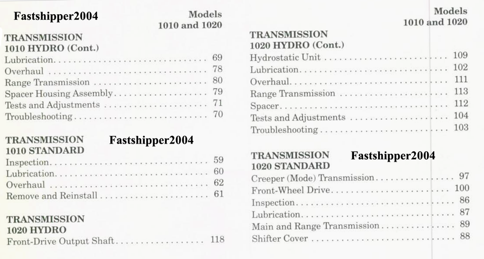 MF Massey Ferguson Tractor 1010 1020 Shop Service Repair Manual MF1010 ...