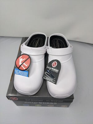 NIB Easy Works By Easy Street Work Non-Slip Clogs White Women’s Size 10 ...