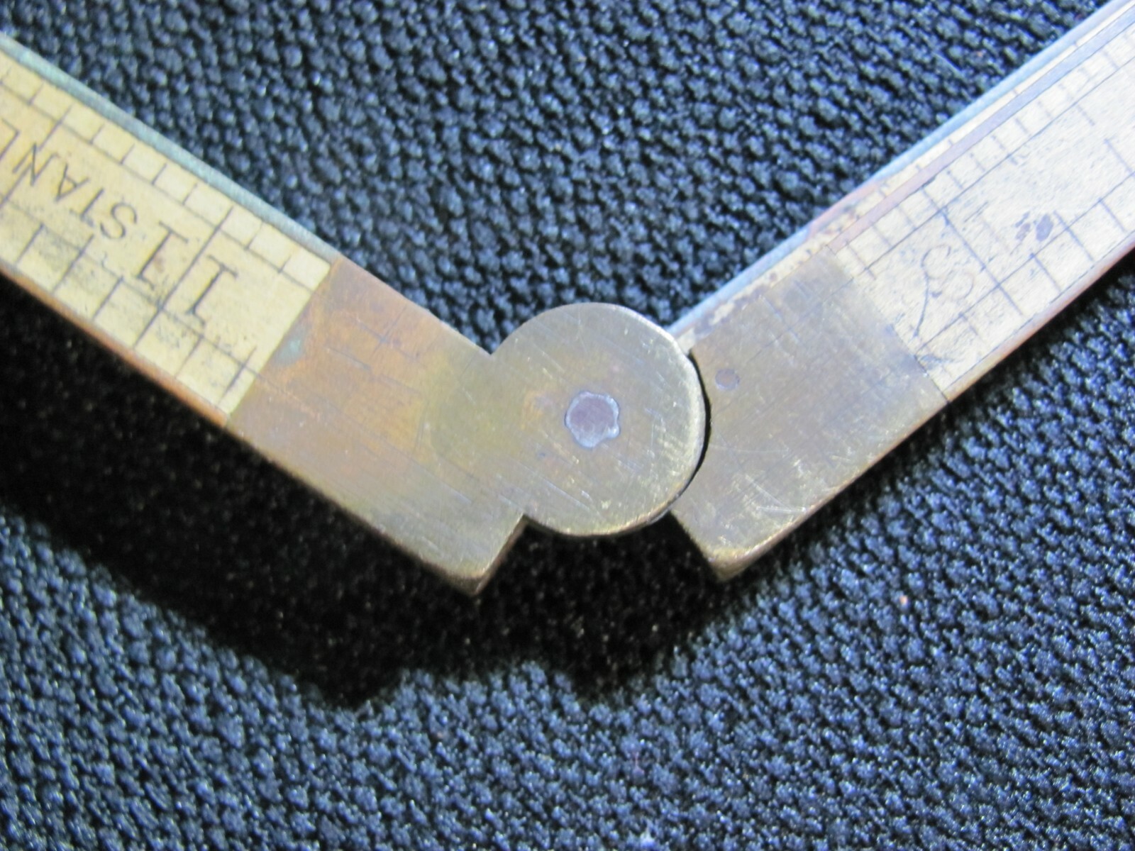 Vtg Tool Stanley RULE & LEVEL 24" BRASS METAL / WOOD FOLDING RULER NO ...