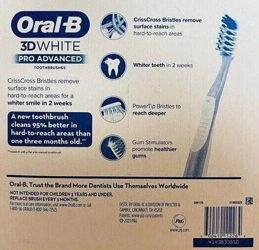 NEW Oral-B 3D White Pro Advanced Toothbrush - Medium Bristle - 8 - pack ...
