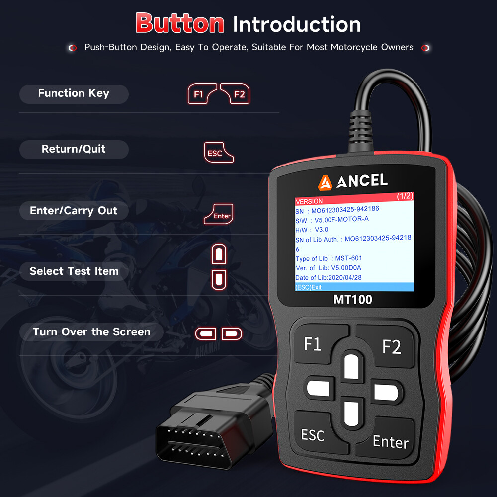 Motorcycle OBD2 Scanner Motorcycles Code Reader Diagnostic Tool Engine ...