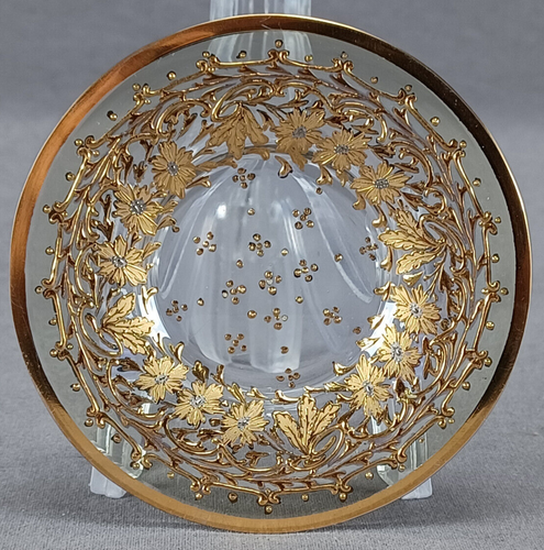 Bohemian Moser Type Raised Gold & Platinum Floral 3 1/2 Inch Saucer C ...