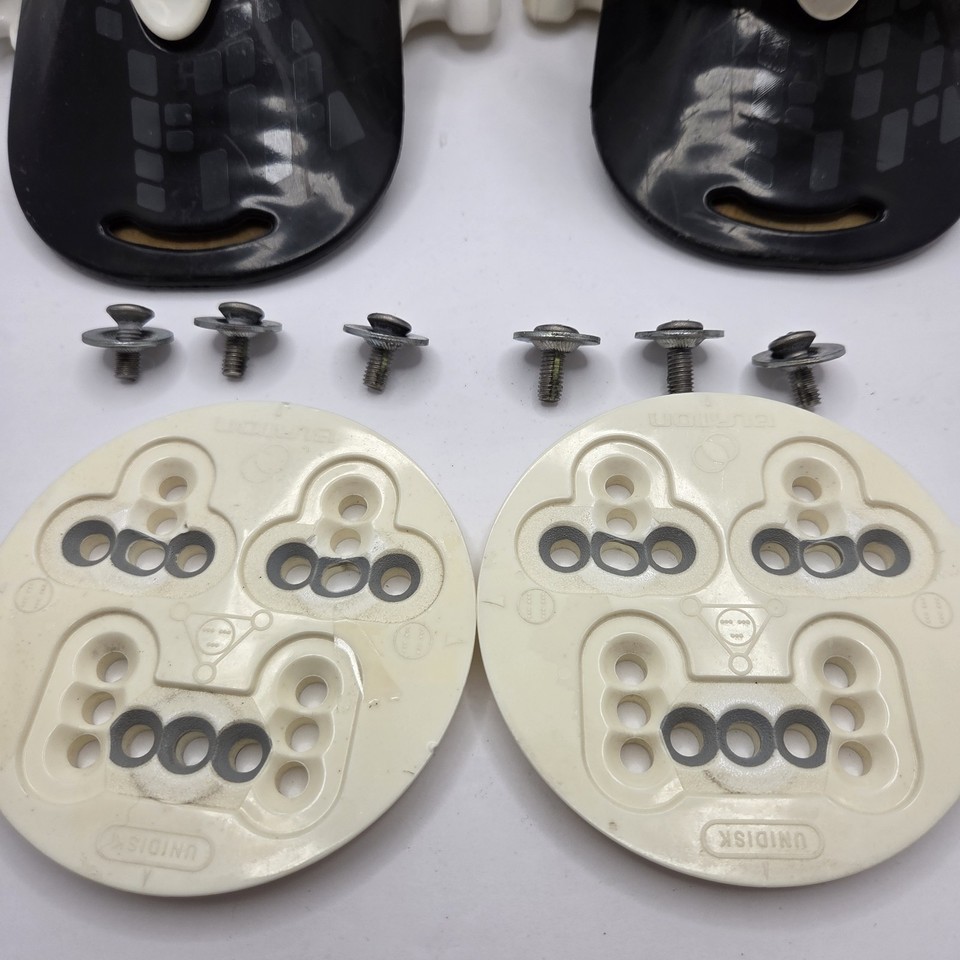 Snowboard Bindings Adjustable White Black Size M/L w/ Discs & Hardware ...