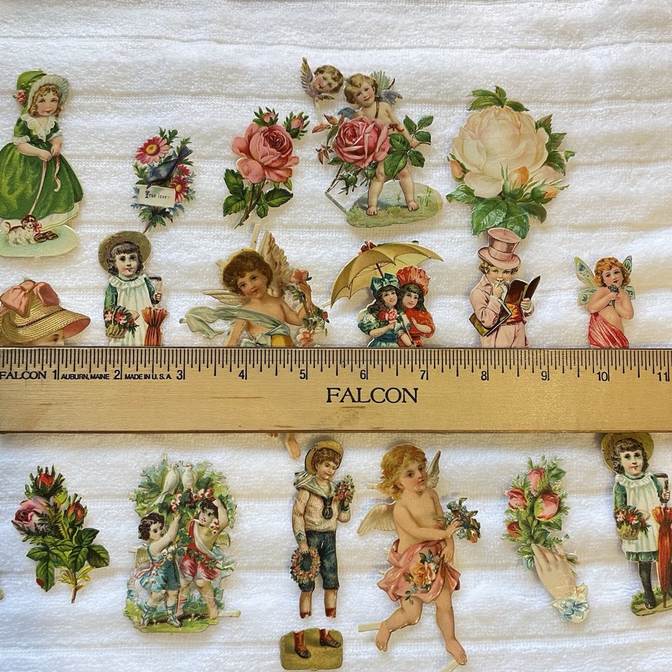Vintage Embossed Possible German Angels Flowers Scrap Die Cut Lot ...