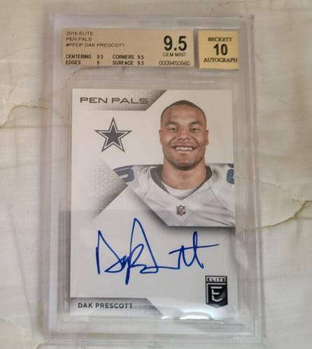 2016 Elite Pen Pals Dak Prescott Rookie Auto On Card BGS 9.5 Dallas ...