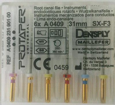 Dental Dentsply Rotary ProTaper Universal Engine NiTi Files 31 mm SX-F3 ...