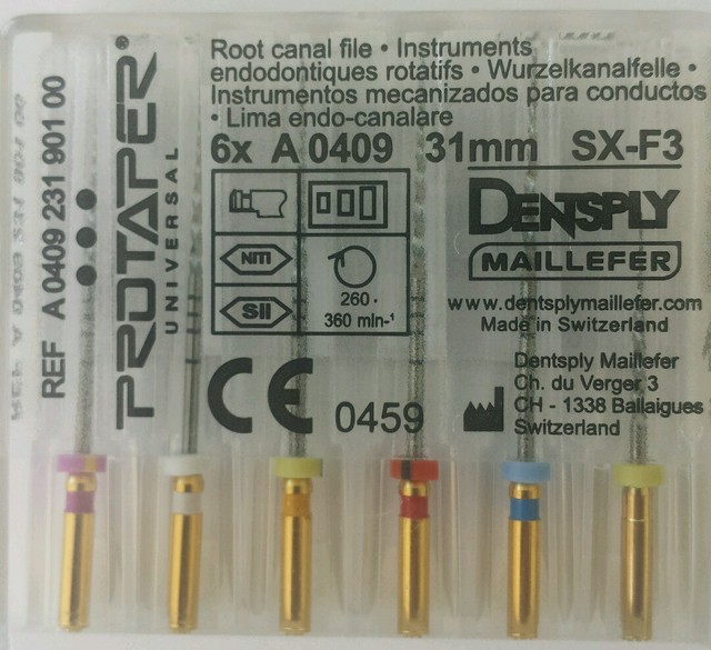 Dental DENTSPLY Rotary ProTaper Universal Engine Niti Files 31 Mm Sx-f3 ...