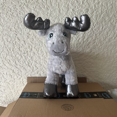 Build A Bear 2018 Grey Gust Moose Plush Stuffed Animal Green Eye Silver ...