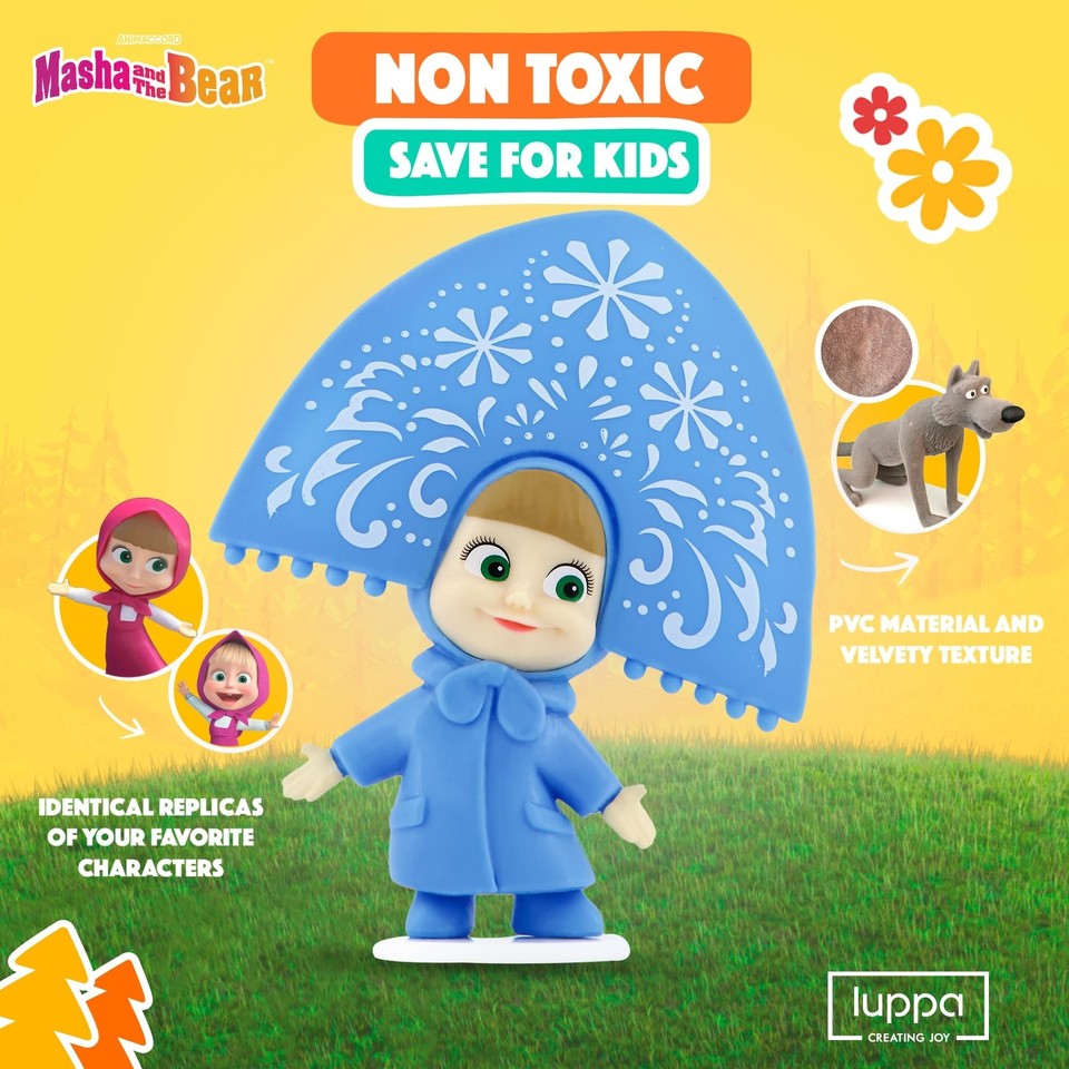 LUPPA Masha and The Bear Toys Playset: 13 Figures with Tin Box of The ...