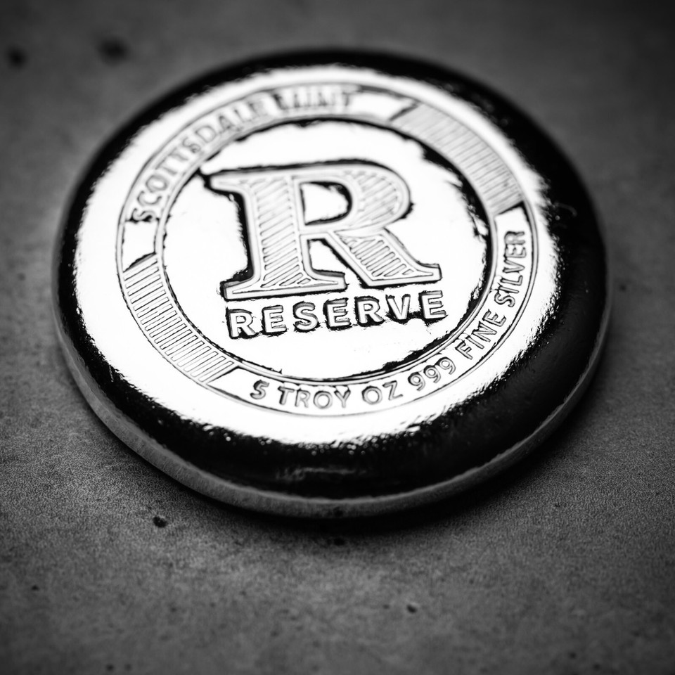 5 oz RESERVE Silver Button Round by Scottsdale Mint .999 Fine Silver # ...