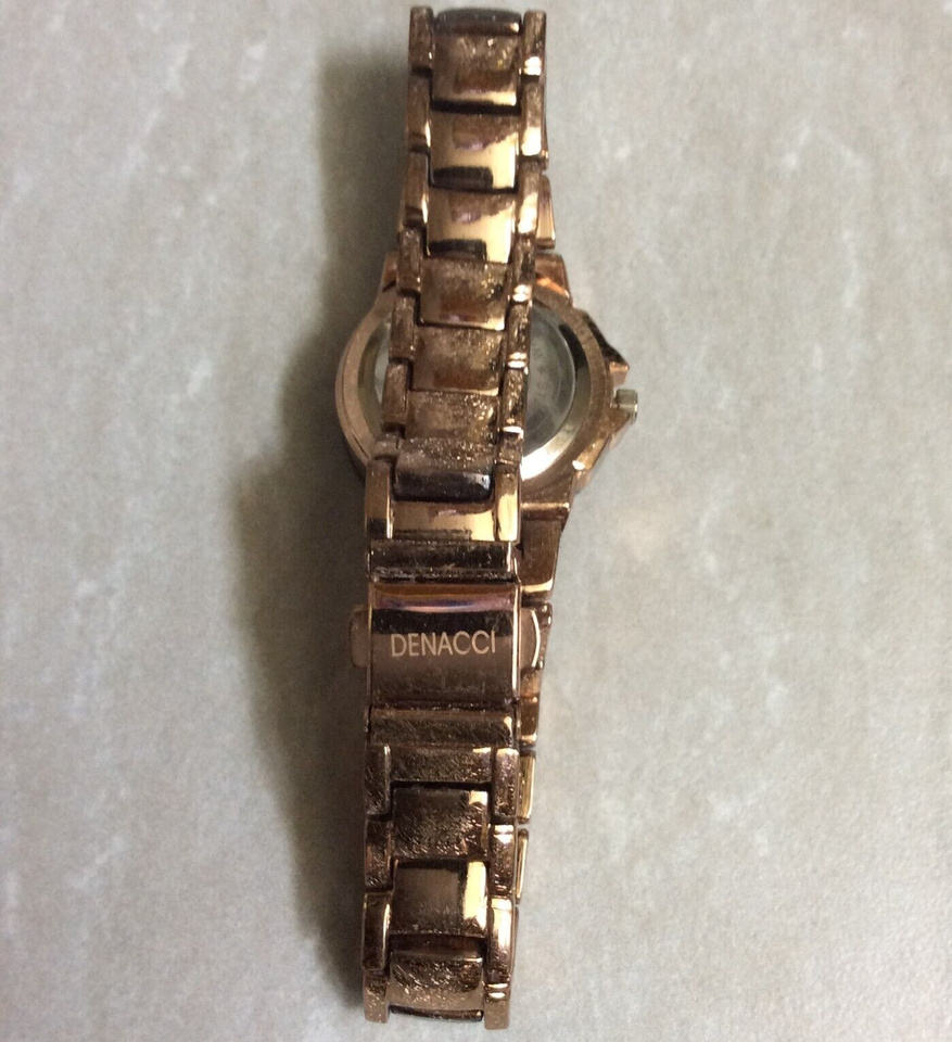 Denacci Women's Watch Black Bordered Round Silver Dial on Rose Gold ...