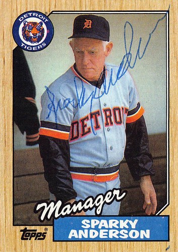 Sparky Anderson signed Baseball Card (Detroit Tigers) 1987 Topps #218 ...
