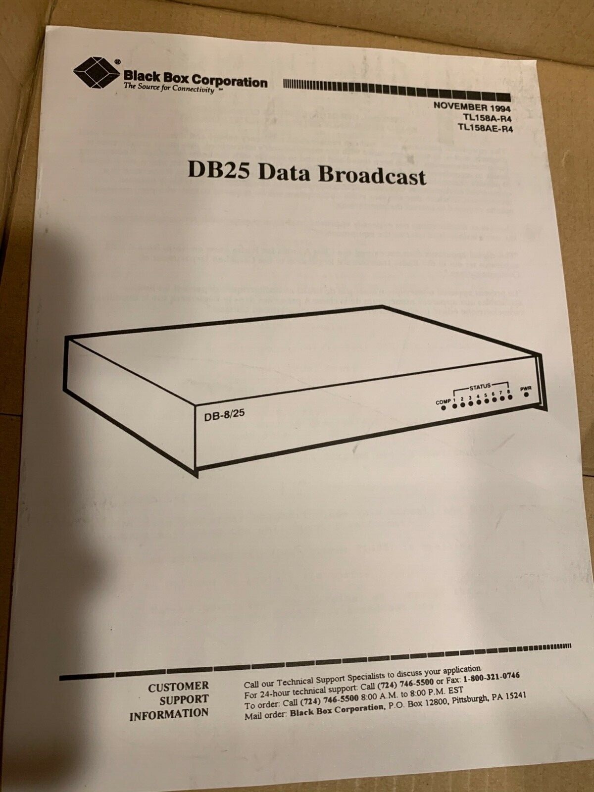 Black Box Data Broadcast Unit (TL158A-R4) 8-Ports External Hub for sale ...