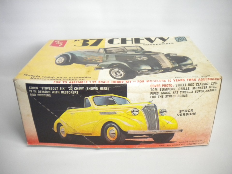 BOX ONLY Vtg AMT 1937 37 Chevy Convertible 1:25 Street Rods Plastic ...