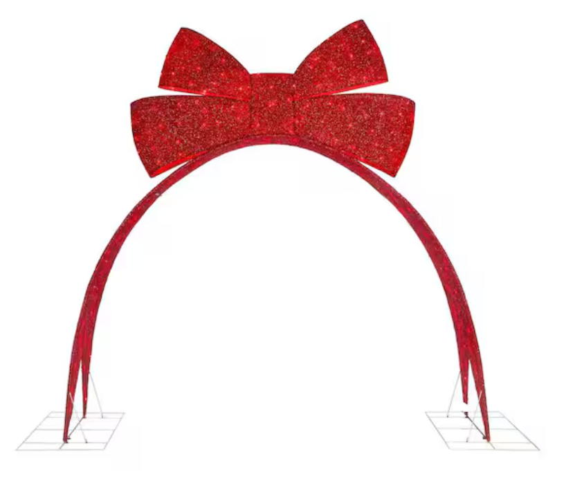 Home Accents 9.5 ft. Giant Twinkling LED Red Bow Archway Holiday ...