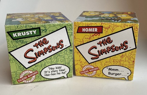 2002 Burger King The Simpsons Talking Watches - Homer & Krusty In Box ...