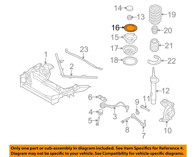 Genuine BMW Front Suspension Strut Support Gasket OEM 31306772226 for ...