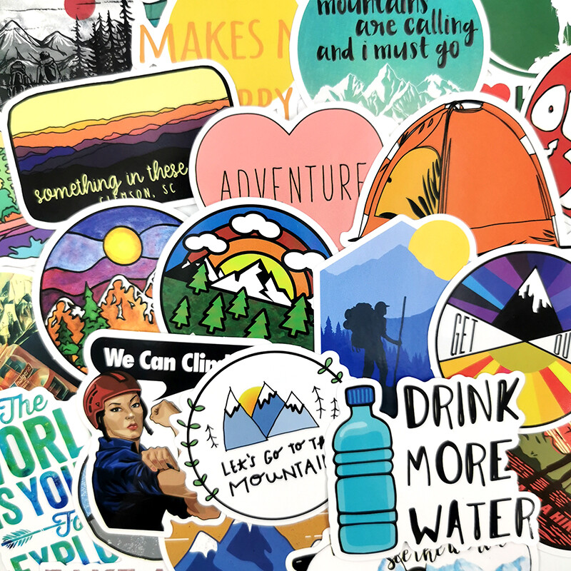 Adventure Nature Stickers (50 pcs) Outdoor Sticker Pack - Hiking ...