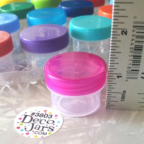 NEW 20 CLEAR Jars Color Lids 1/2 oz #3803 Container Makeup Sample Skin ...