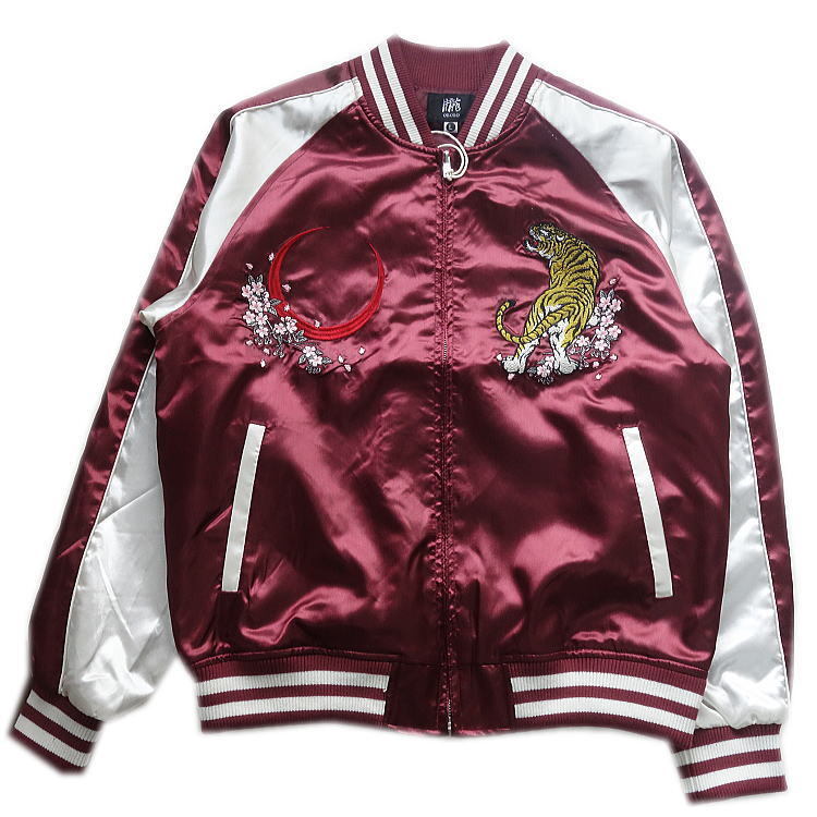 JAPANESE SUKAJAN Jacket Tiger Tiger EMBROIDERY wine white JAPAN New F/S ...