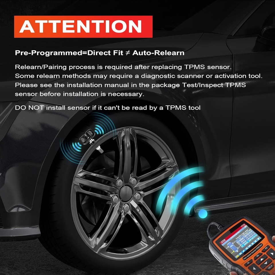 TPMS Sensor, GM 315/433 Mhz 4-Pack Tire Pressure Monitoring Sensor ...